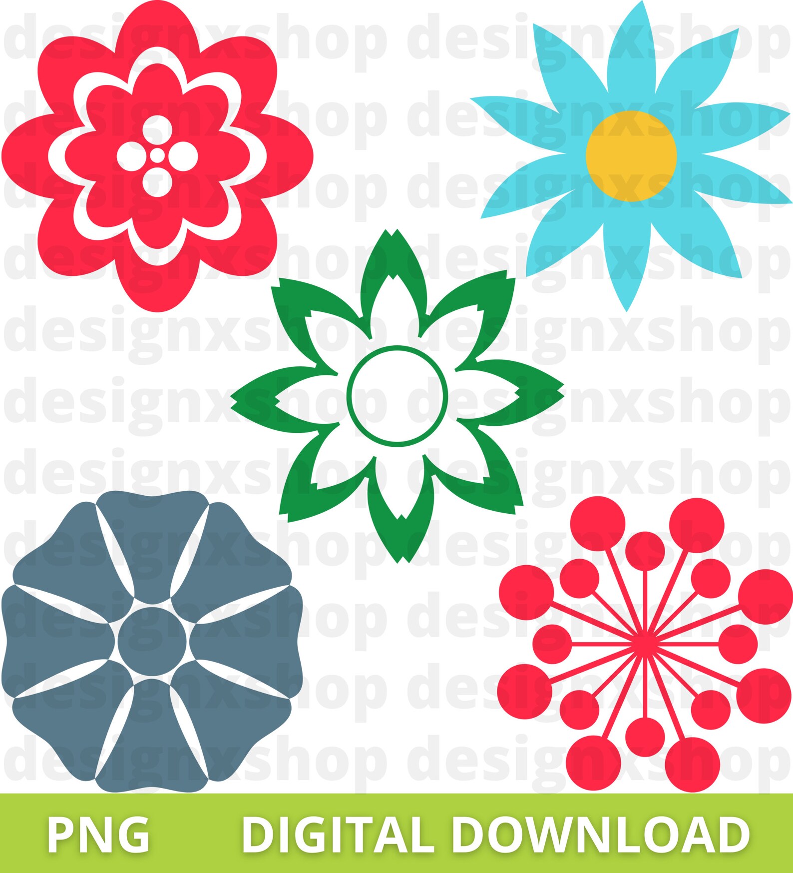 Cute Flower Svg Bundle, Flat Flowers Clipart, Gardening Flower Svg ...