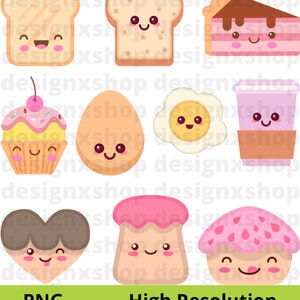 Kawaii Food Clipart, Food Clipart, Kawaii SVG Bundle, Cute Food Clipart ...