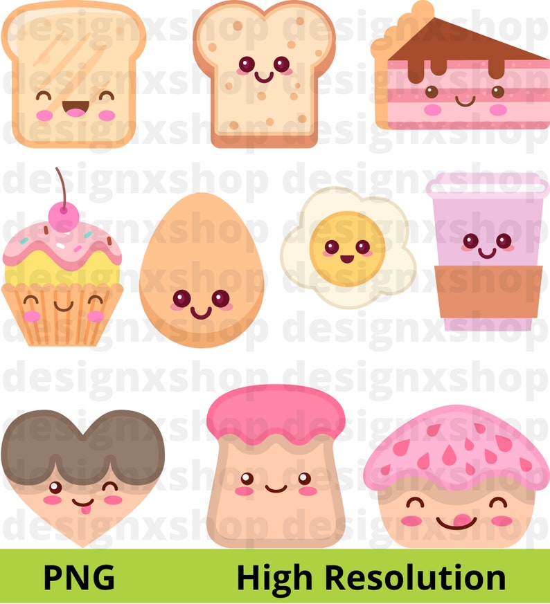 Kawaii Food Clipart Food Clipart Kawaii SVG Bundle Cute - Etsy