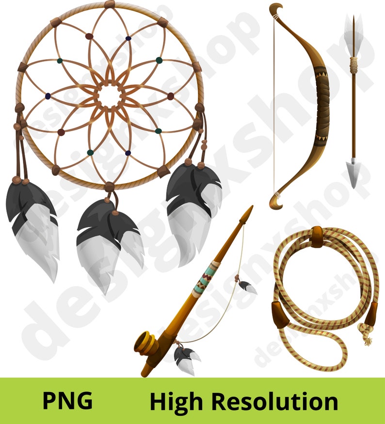 Cute Native American Clipart, Dream Catcher Clipart, Cute Indian Tribal ...