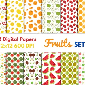Fruits Digital Paper Set Fruits Seamless Digital Paper Fruits Pattern ...