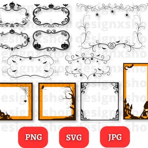 Halloween Frame SVG Bundle, Halloween Frame Clipart, Spooky Frames Svg ...