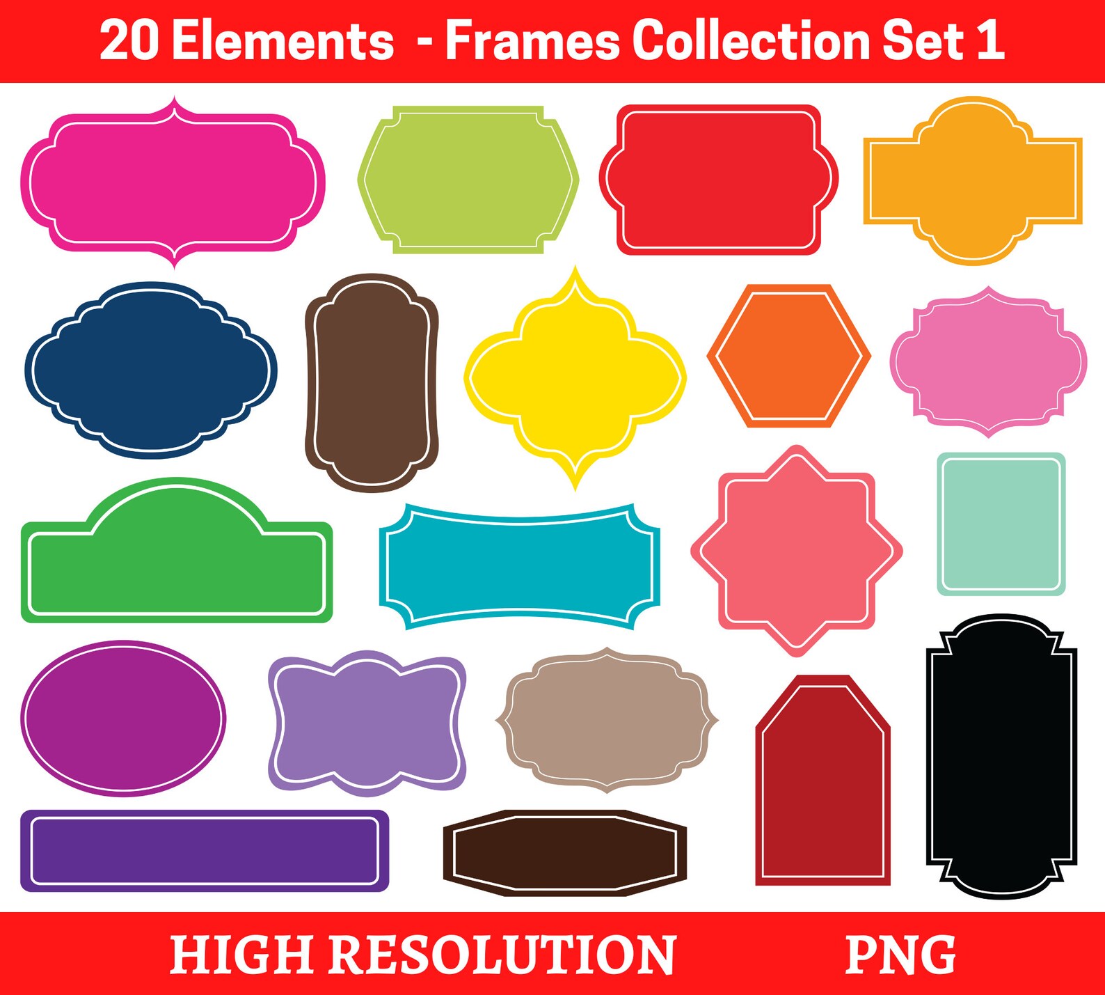 Frames Clipart Colorful Frames Labels Tags Rainbow - Etsy