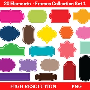 Frames Clipart Colorful Frames Labels Tags Rainbow - Etsy