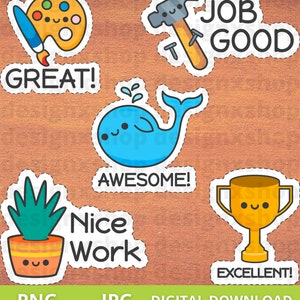 Great Job Motivational Stickers, Reward Stickers Clipart, Good Job ...