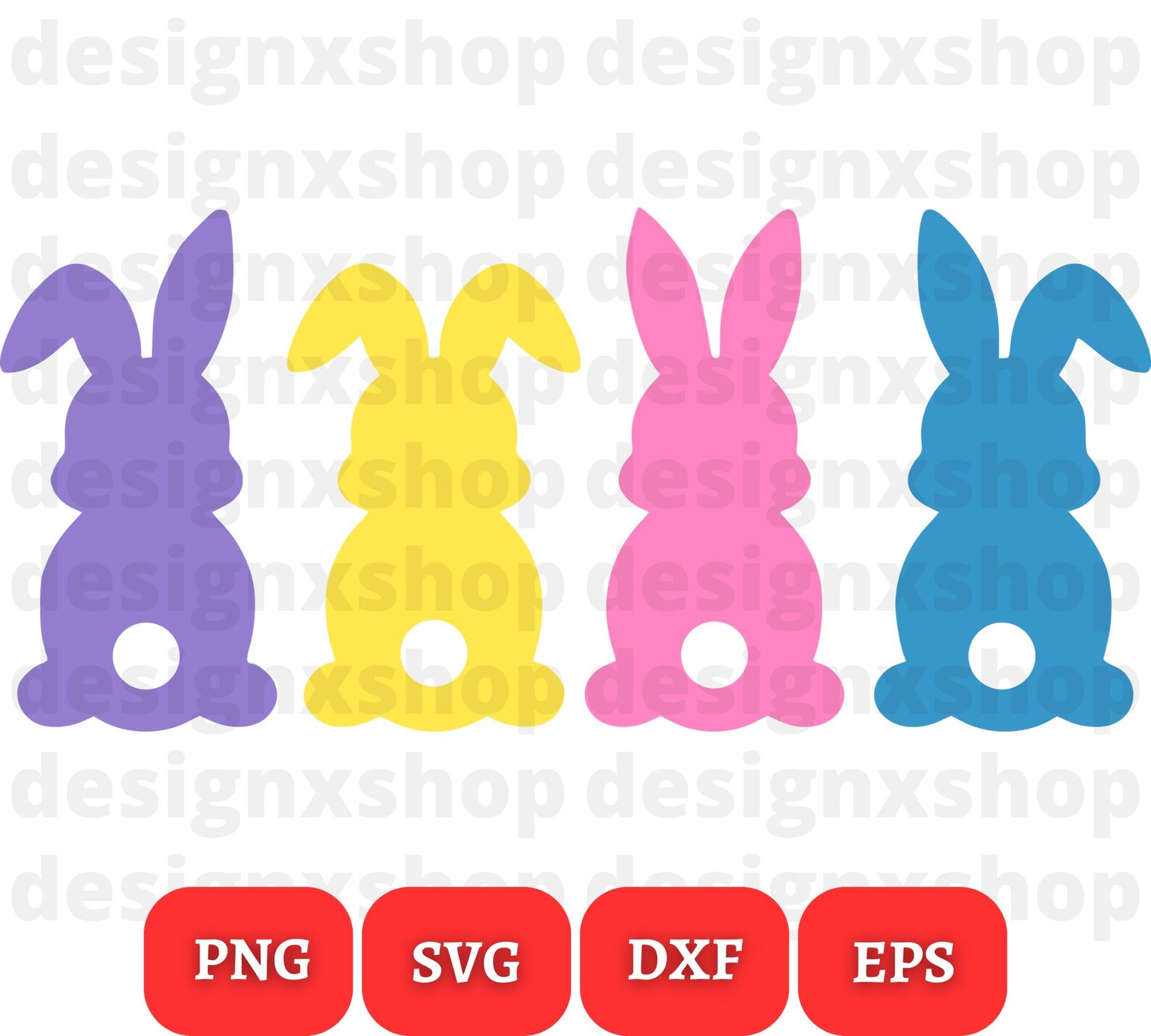 Easter Bunny SVG Bundle: 24 Designs, Rabbit Silhouette (digital ...