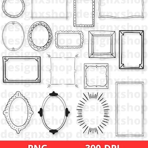 Digital Frames Clipart, Doodle Frames Clipart, Hand Drawn Frames ...