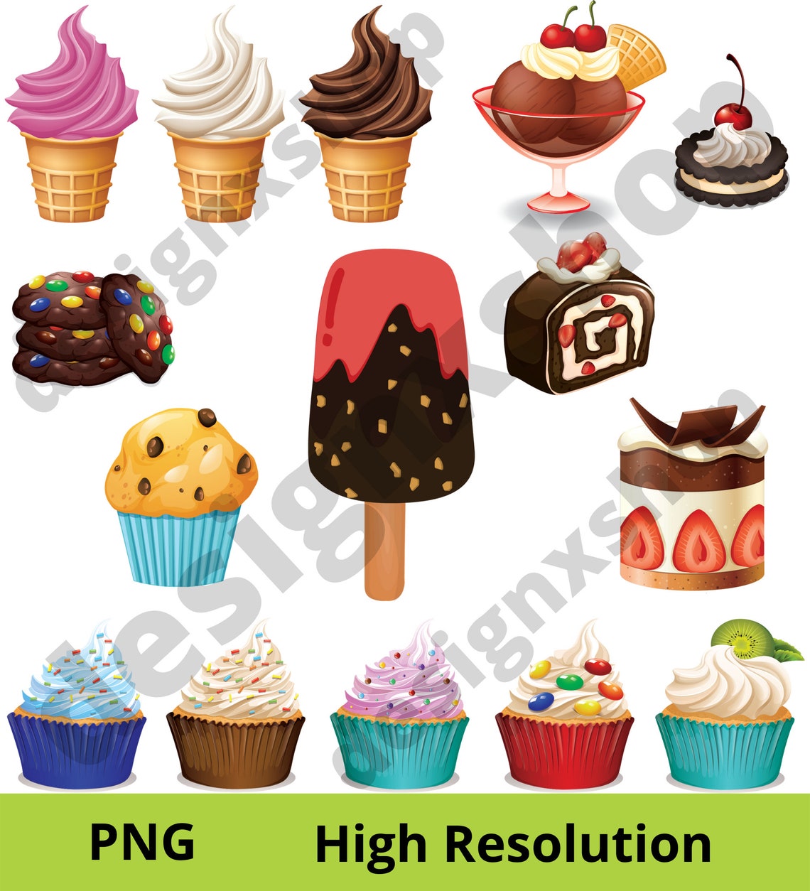 Food Clipart Candy Clipart Ice-cream Clipart Cake Clipart | Etsy