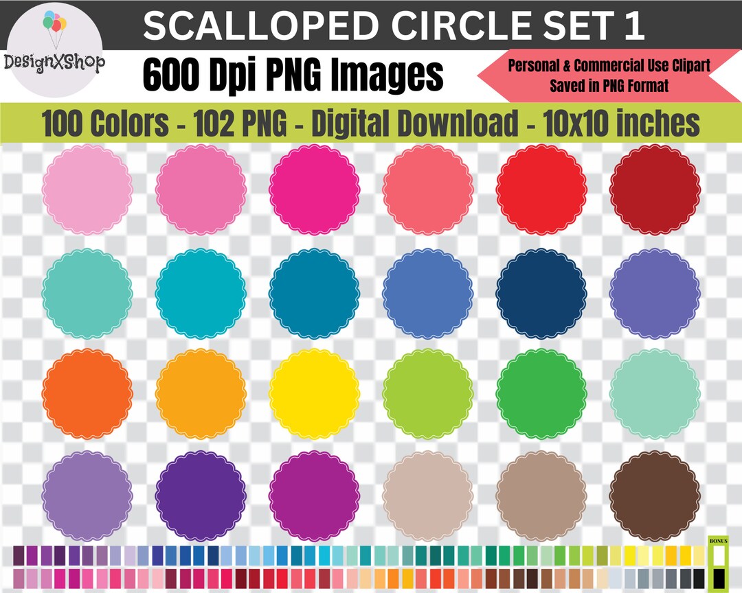 Scalloped Circle Clipart, Circle Clipart, Rainbow Circle Planner ...