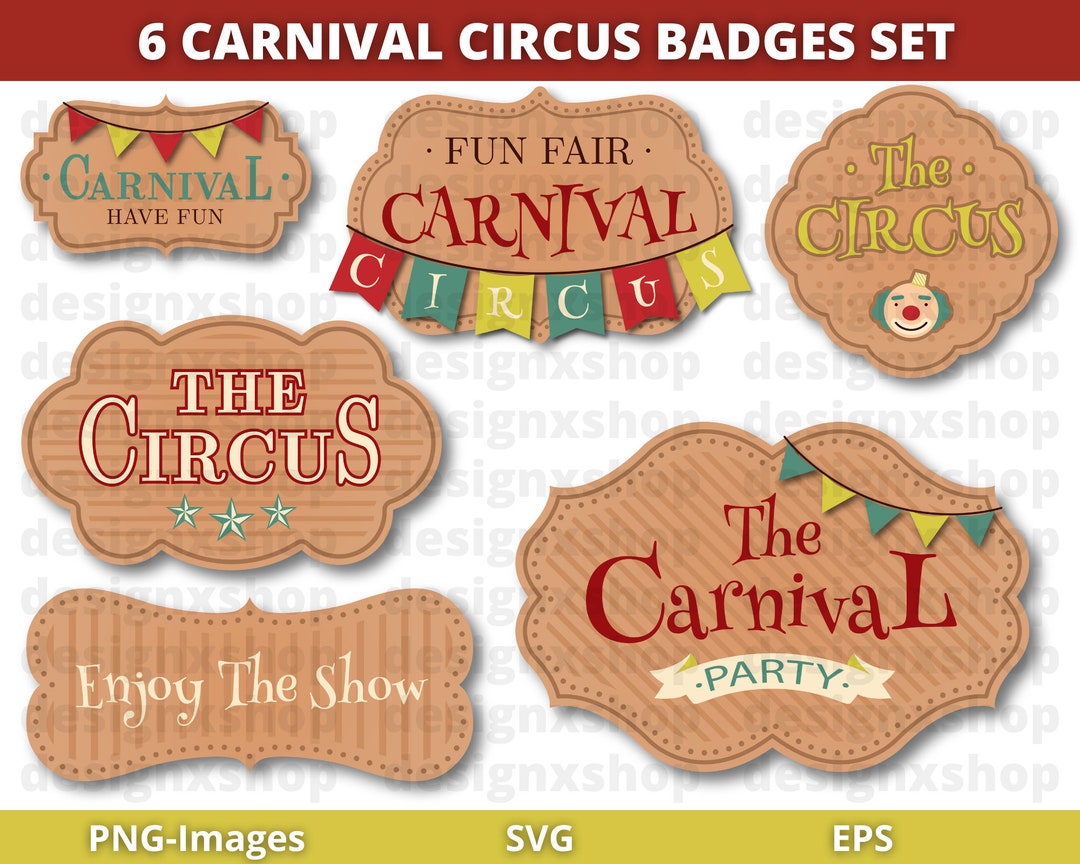 Carnival Clipart, Circus Clipart, Circus Svg, Carnival Badges, Carnival ...