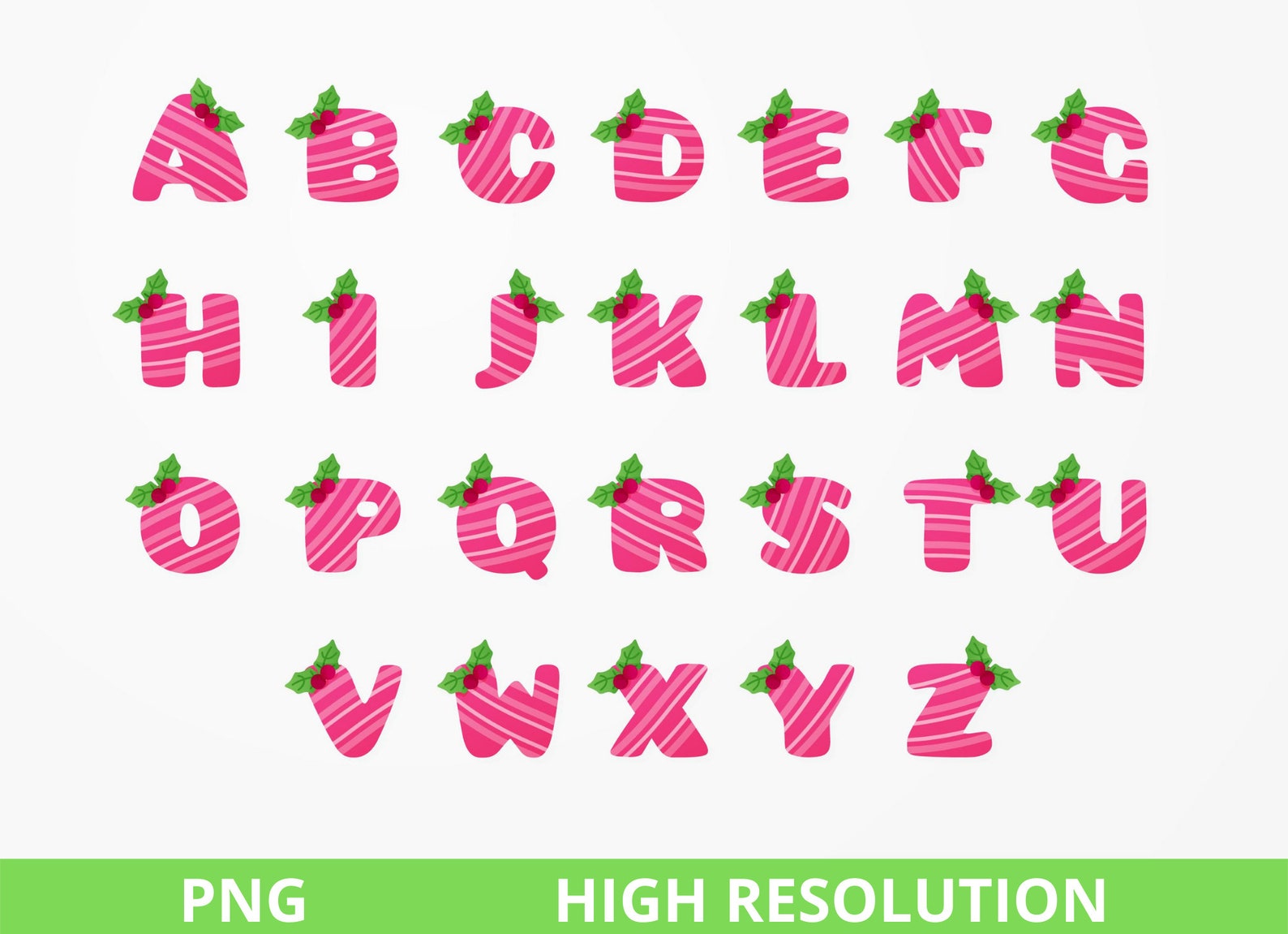 Christmas Alphabet Clipart Bundle Sublimation & Design Candy - Etsy