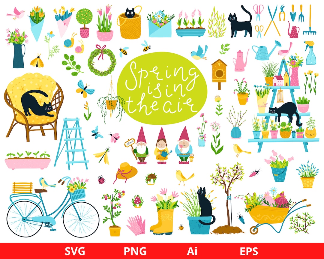 GARDEN Clipart Spring Clipart Flowers Graphics SVG - Etsy Australia