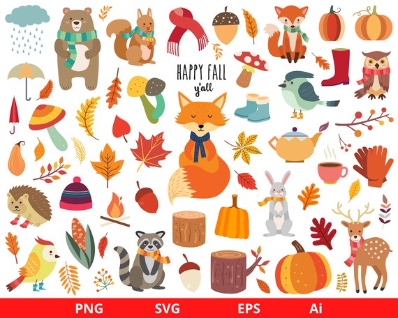 Autumn Clipart Fall Clipart Autumn Animals Clipart Fall - Etsy Norway