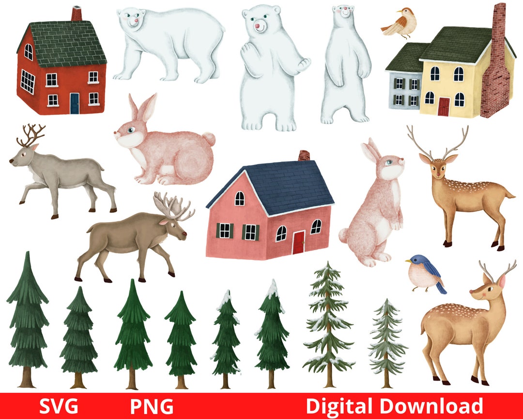 Watercolor Animals Clipart, Hand Draw Wild Animals Clipart, Animals ...