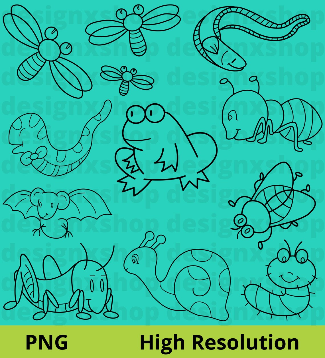 Bugs Outline Clipart, Insects Svg, Silhouette, Cute Bugs Digital Stamp ...
