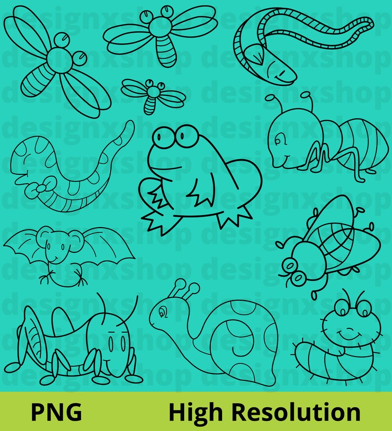 Bugs Outline Clipart Insects Svg Silhouette Cute Bugs - Etsy Canada
