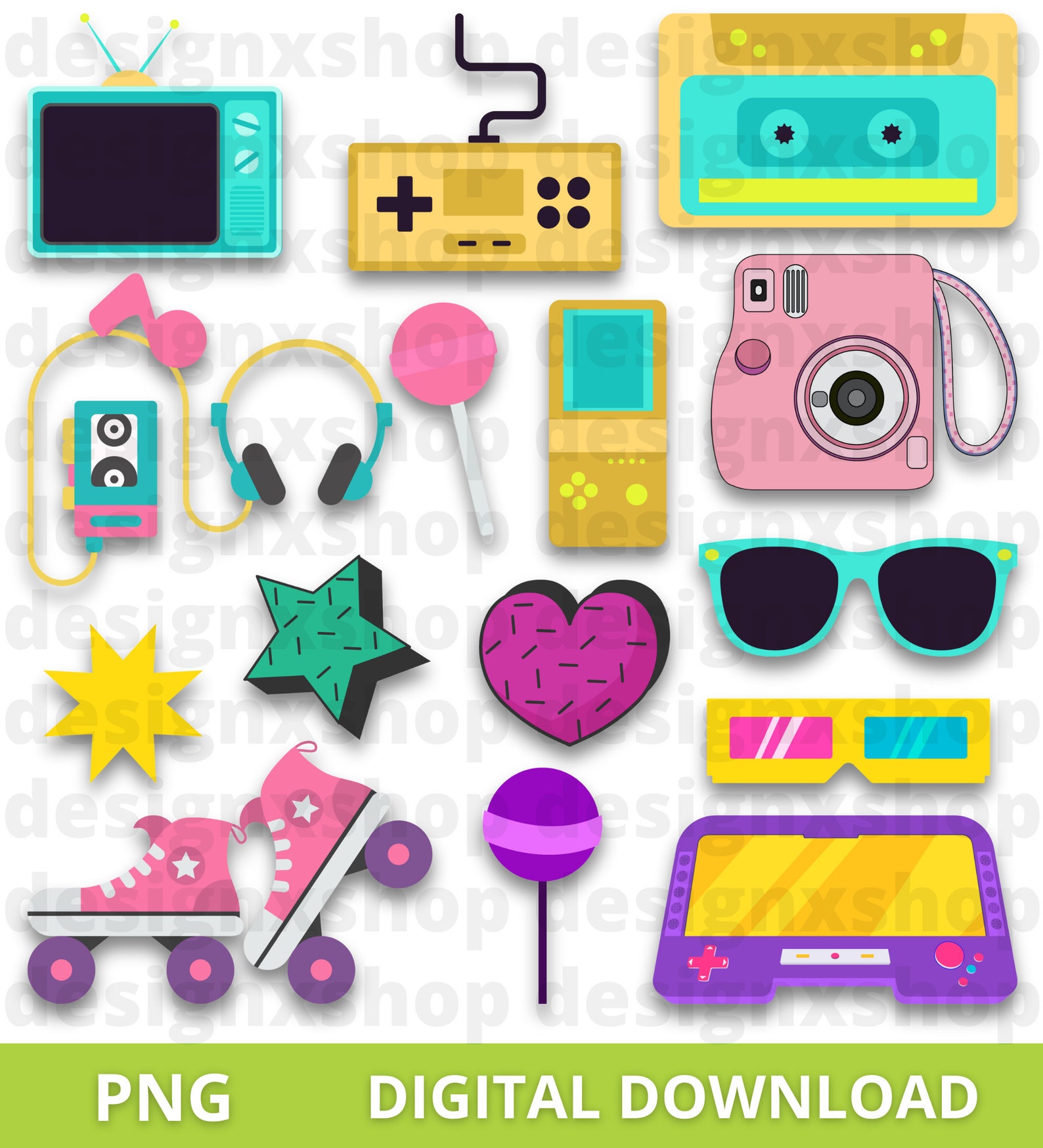Retro 80s Digital Files, Nostalgic 90s Digital Files, Groovy, Decades ...