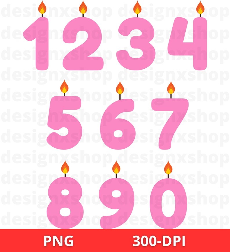 Colorful Birthday Candle Numbers Clipart: SVG, PNG, JPG (280 Files) - Etsy