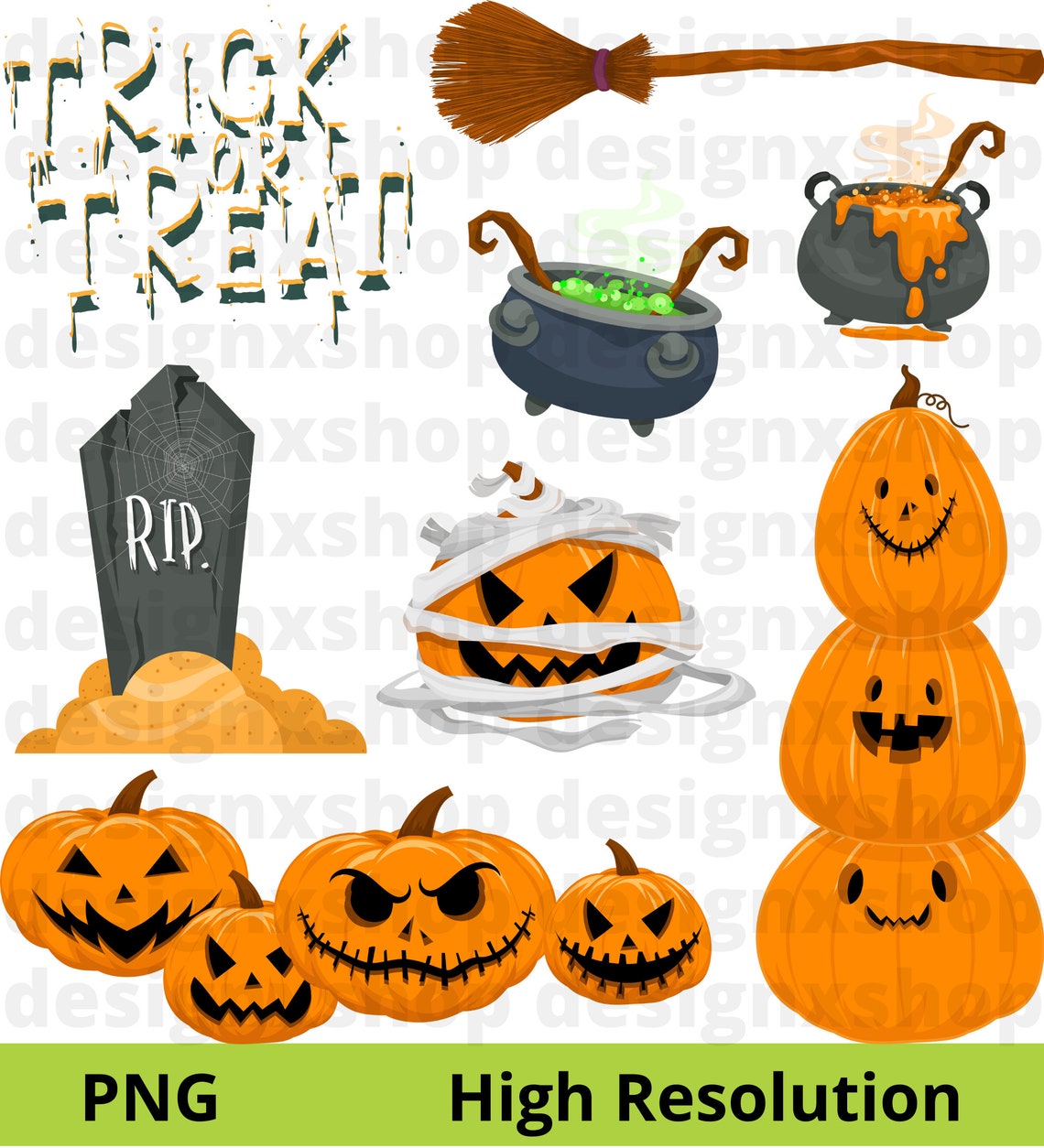 Halloween Clipart Trick or Treat Clipart Pumpkin Clipart - Etsy