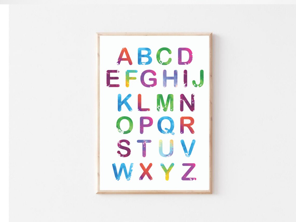 Alphabet Print Alphabet Poster Watercolor Alphabet Rainbow - Etsy