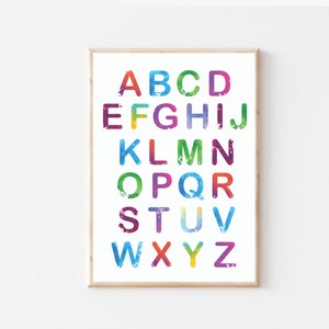 Alphabet Print, Alphabet Poster, Watercolor Alphabet, Rainbow Alphabet ...