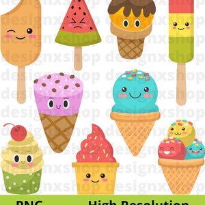 Kawaii Ice Cream Clipart, Ice-cream Clipart, Lollies Clipart, Candy ...