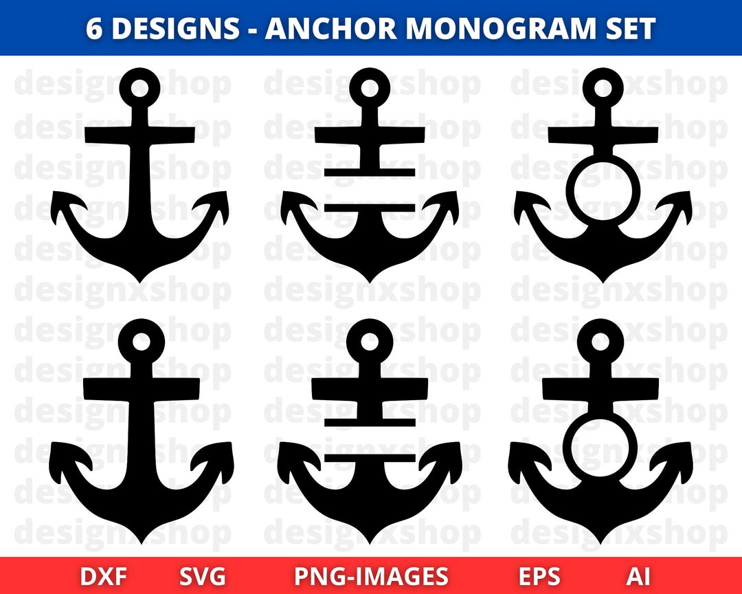 Anchor SVG Bundle, Nautical SVG, Marine SVG, Split Anchor Monogram ...