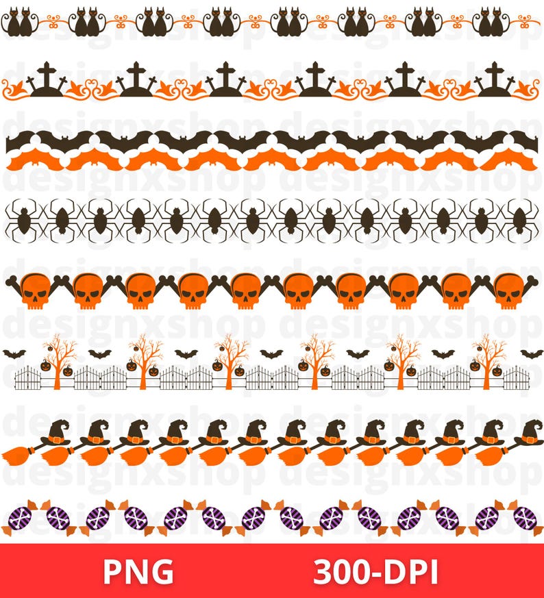 Halloween Borders Clipart, Halloween Borders SVG, Halloween Digital ...