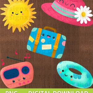 Kawaii Summer Clipart | Summer Clipart | Beach Clipart | Summer ...