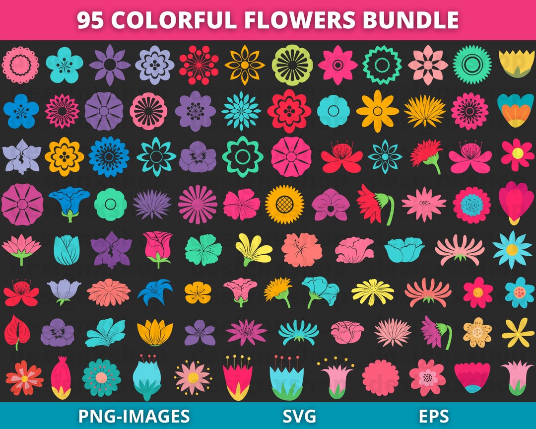 Cute Flower Svg Bundle, Flat Flowers Clipart, Gardening Flower Svg ...