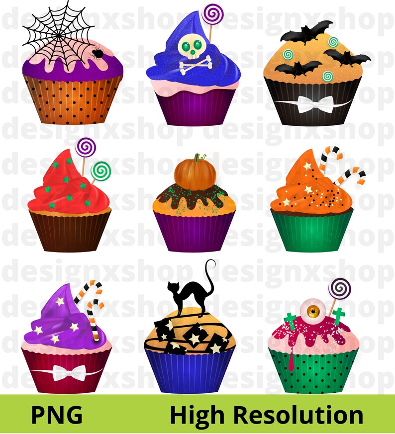 Halloween Candy Clipart Bundle | Spooky Cupcakes, Lollipops, Sweets ...