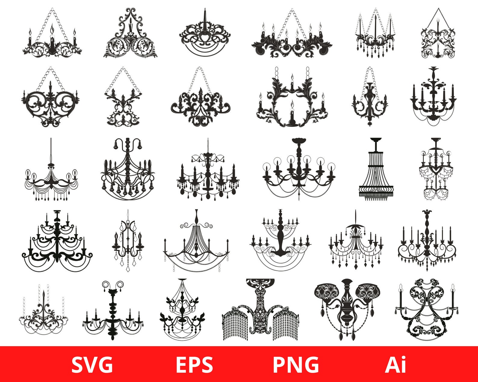 Chandelier Clipart Chandelier SVG Silhouette Decorative Svg - Etsy