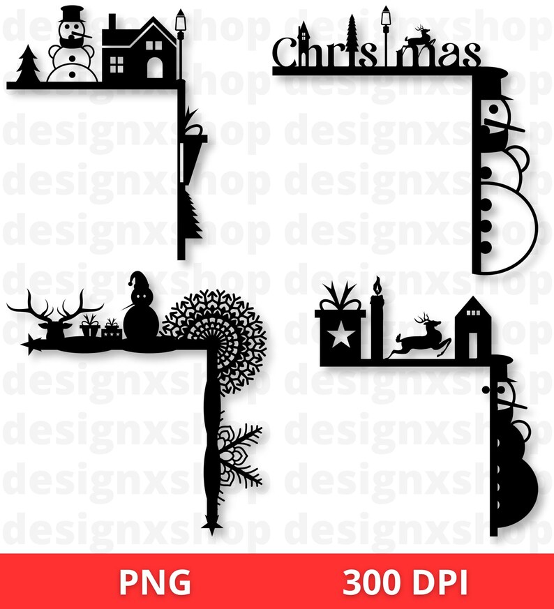 Christmas Door Corners Svg, Christmas Scene Svg, Laser Cut, Christmas ...