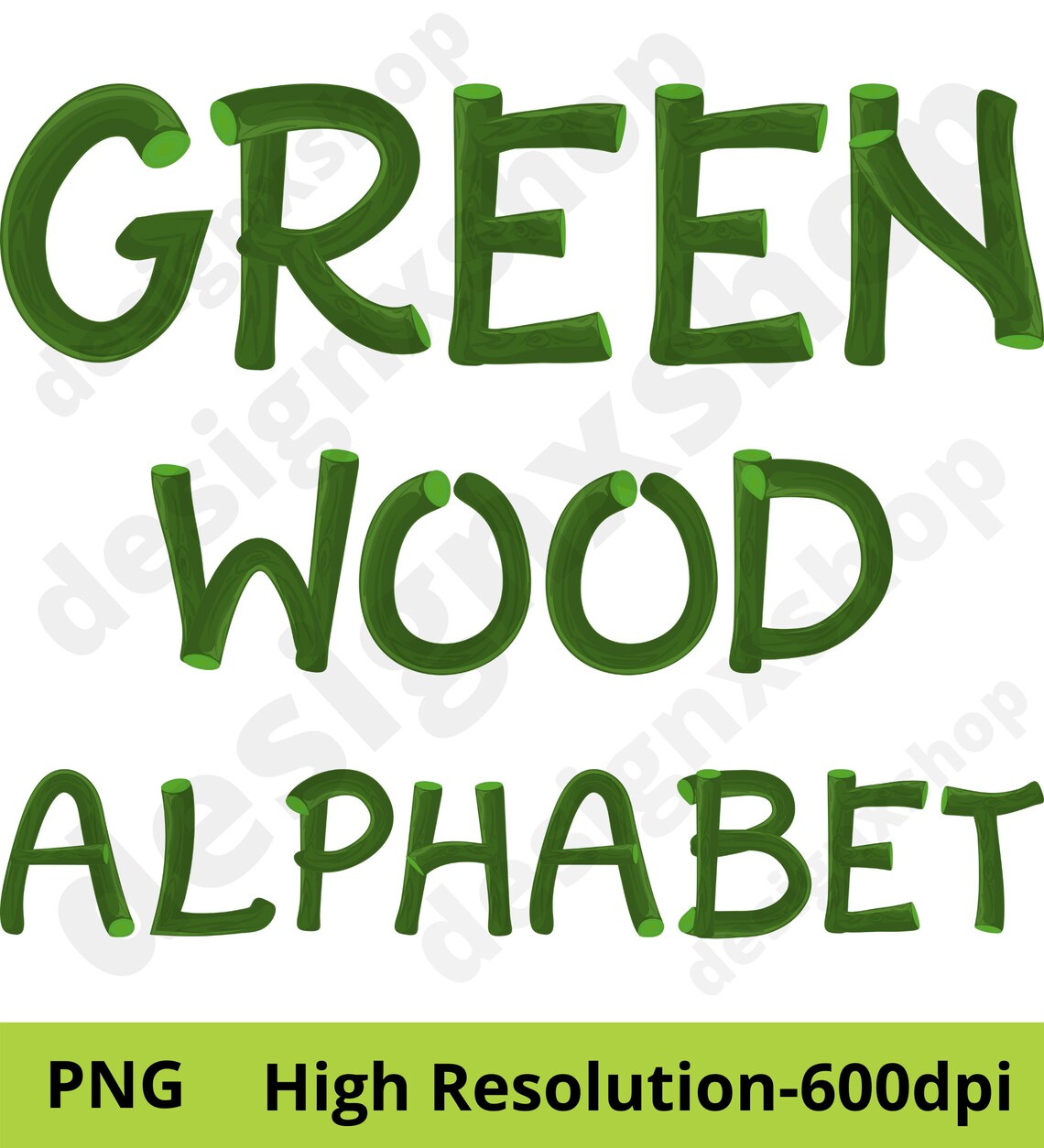 Green Wood Alphabet Clipart Forest Alphabet Clipart Alphabet - Etsy