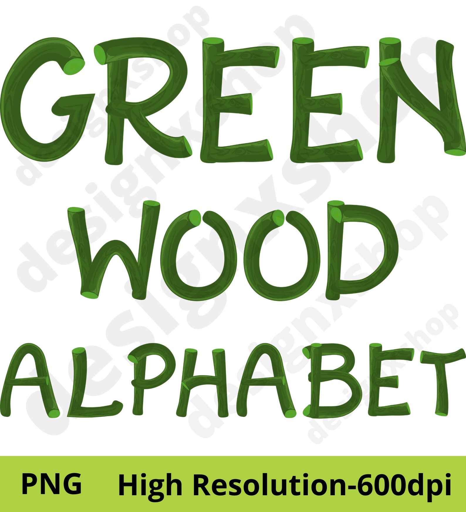 Green Wood Alphabet Clipart Forest Alphabet Clipart Alphabet - Etsy