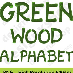 Green Wood Alphabet Clipart, Forest Alphabet Clipart, Alphabet Clipart ...