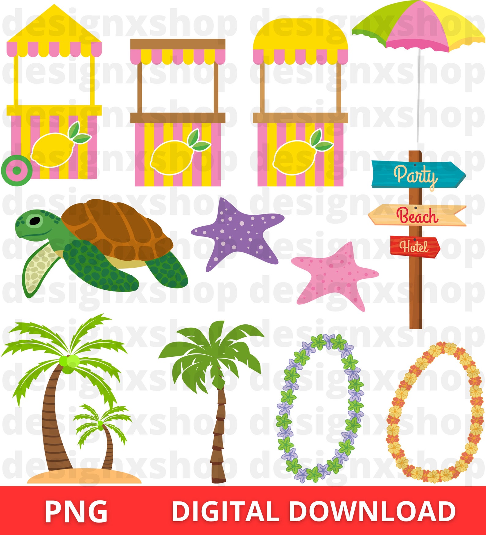Luau Clipart, Tropical Luau Clipart, Hawaiian Luau Clipart, Tiki ...