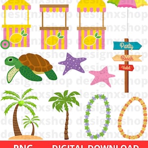 Luau Clipart, Tropical Luau Clipart, Hawaiian Luau Clipart, Tiki ...