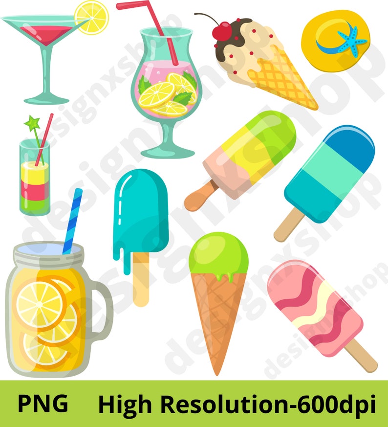 Summer Clipart Set Summer Clipart Popsicles Clipart Beach - Etsy