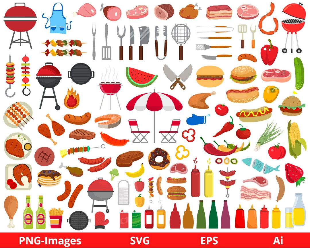 111 BBQ Clipart Barbeque Clipart Picnic Clipart Backyard - Etsy