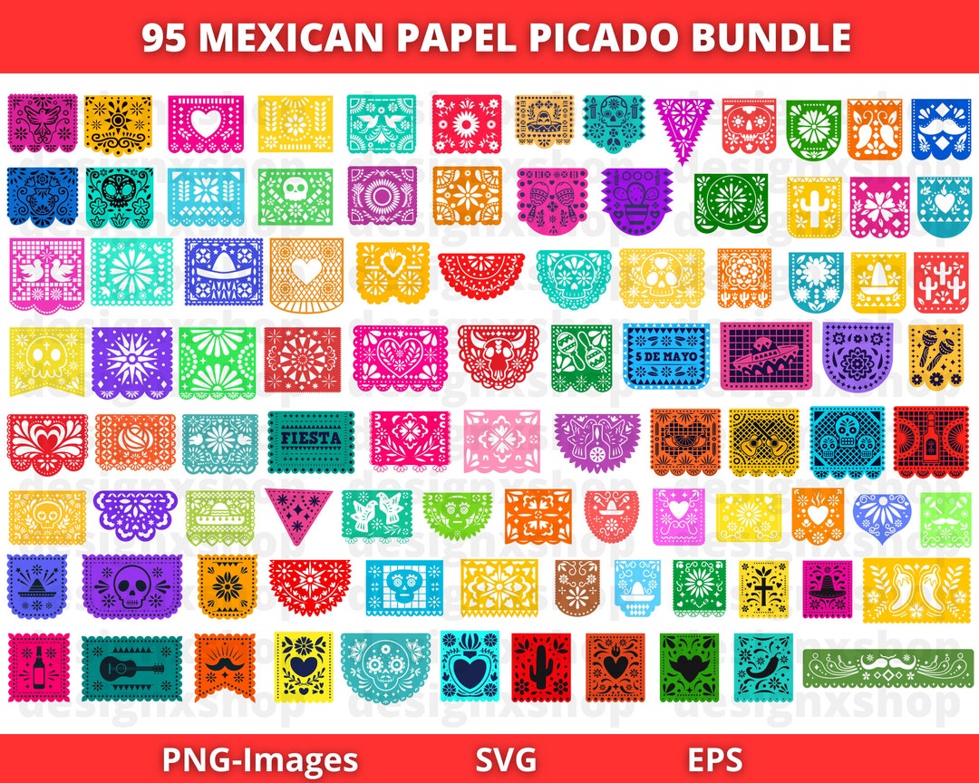 Papel Picado Svg Bundle | Papel Picado Png | Mexican Clipart | Cinco De ...
