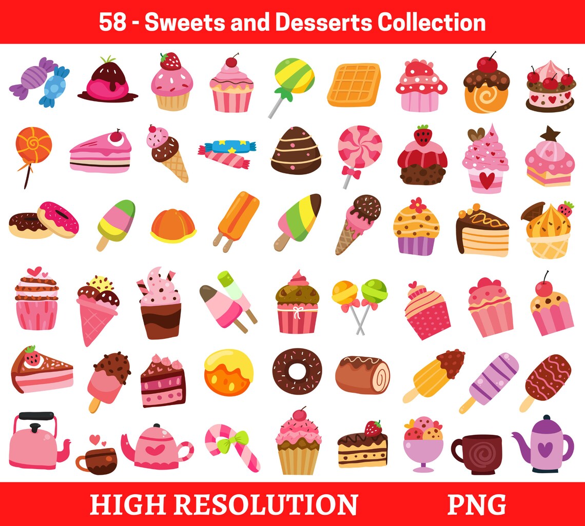 Sweets Clipart Desserts Clipart Sweet and Dessert Clipart - Etsy