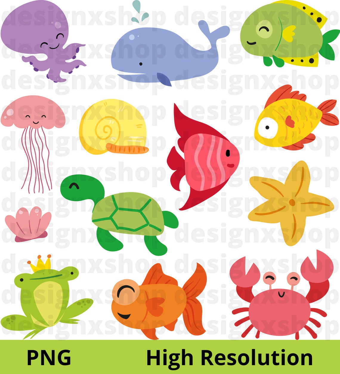 Sea Animals Clipart, Sea Life Clipart, Ocean Animal Clipart, Sea ...