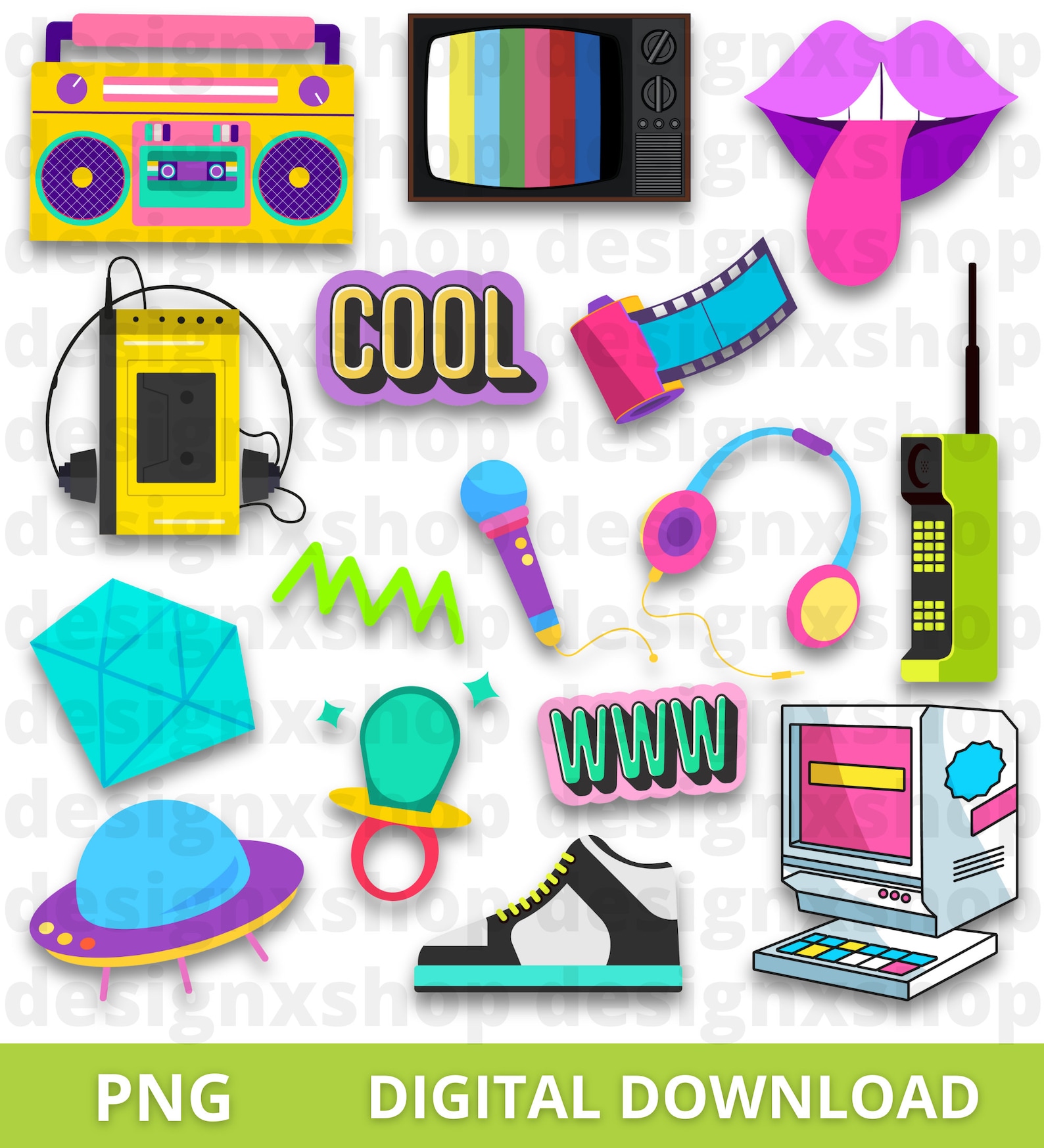 Retro 80s Digital Files, Nostalgic 90s Digital Files, Groovy, Decades ...