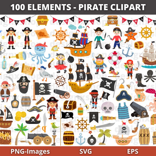 Cute Pirate Clipart Png - Etsy UK