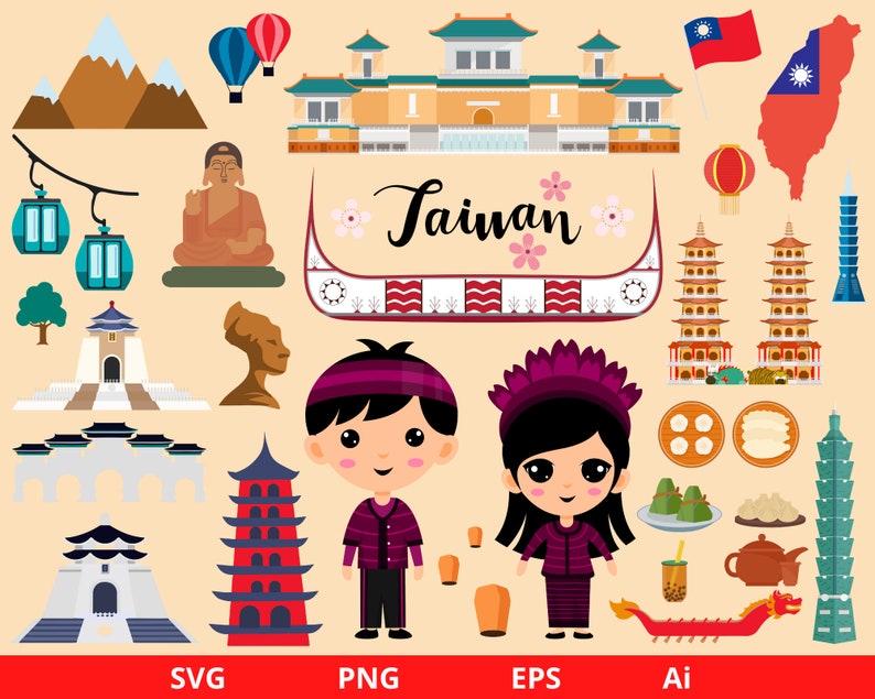 Taiwan Clipart Taiwan Svg Travel Clipart Culture Clipart - Etsy