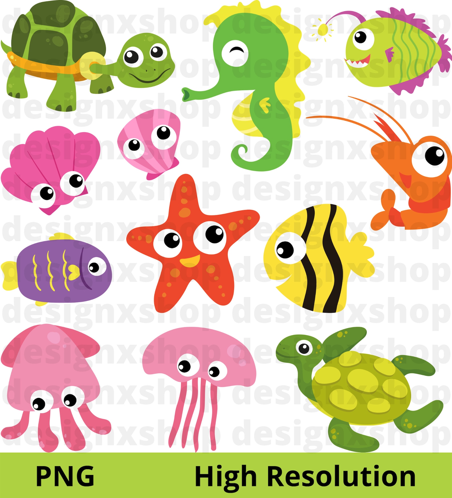 Sea Animals Clipart Sea Life Clipart Ocean Animal Clipart - Etsy
