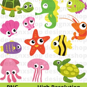 Sea Animals Clipart, Sea Life Clipart, Ocean Animal Clipart, Sea ...