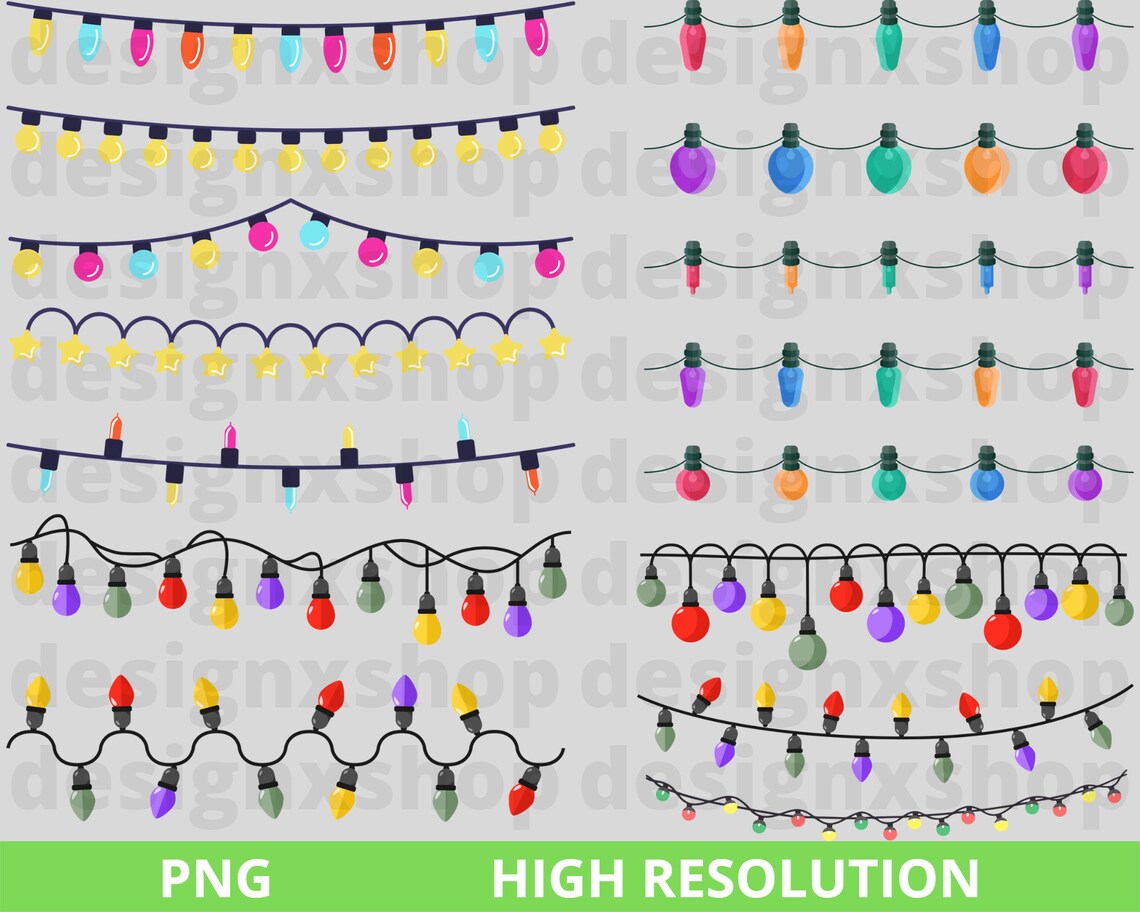 Christmas Lights SVG Christmas Lights Clipart Merry - Etsy