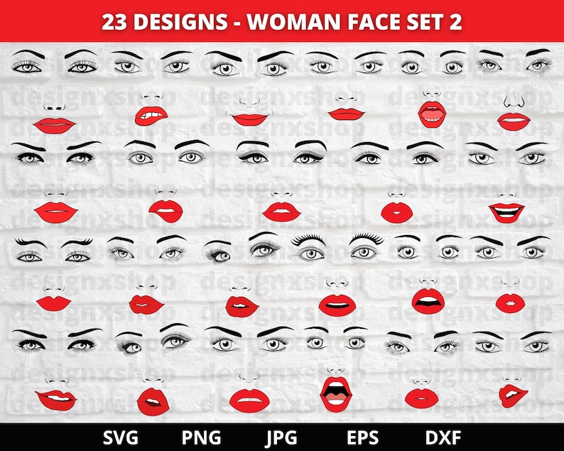 Woman Face SVG, Woman Svg, Woman Head Svg, Eyelashes Svg, Lips Svg ...